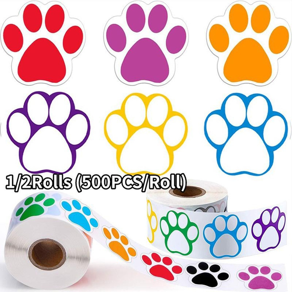 1/2Rolls (500PCS/Roll) Cartoon dog paw Stickers Fridge Guitar Car ...
