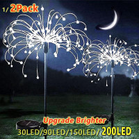 Upgrade Brighter 200LED Solar Fireworks Lights 8 Modes Outdoor Garden ...
