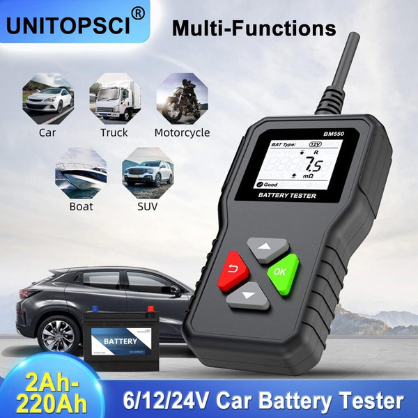 UNITOPSCI Car Battery Charger Tester Analyzer 6V 12V 24V 100-2000CCA ...