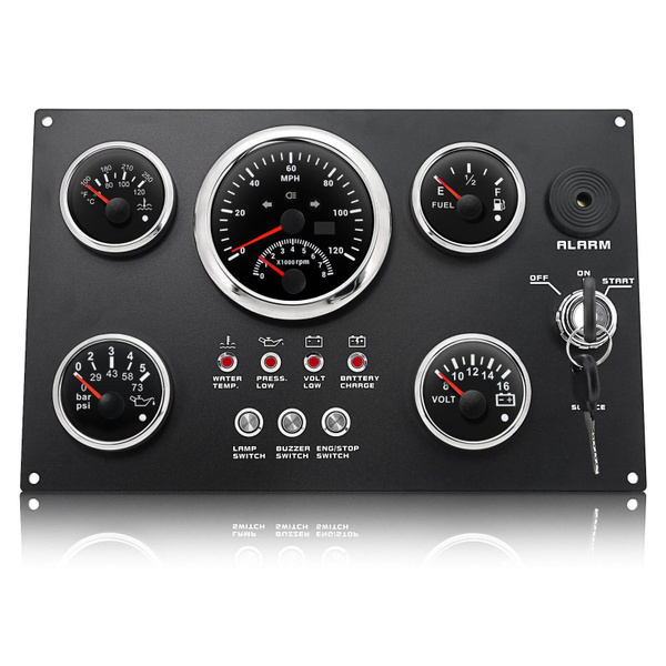 Boat Dashboard 5 Gauge Set 12v Switch Panel With 85mm Tachometer ...