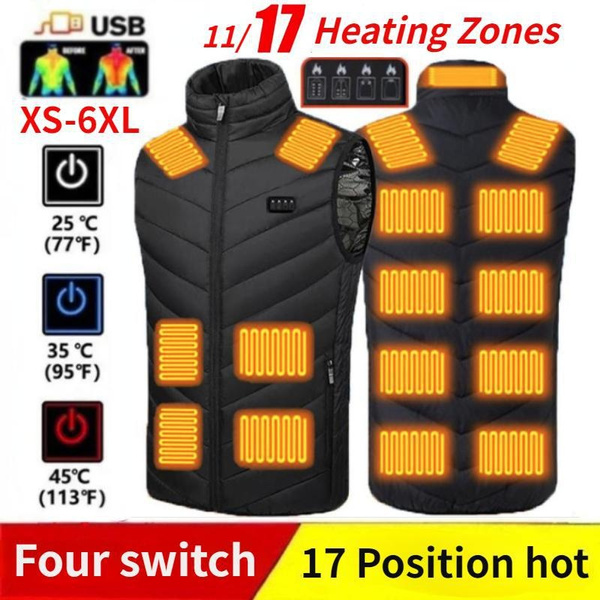 11/17 Areas Heated Vest Jacket USB Men Women Winter Electrically Heated ...