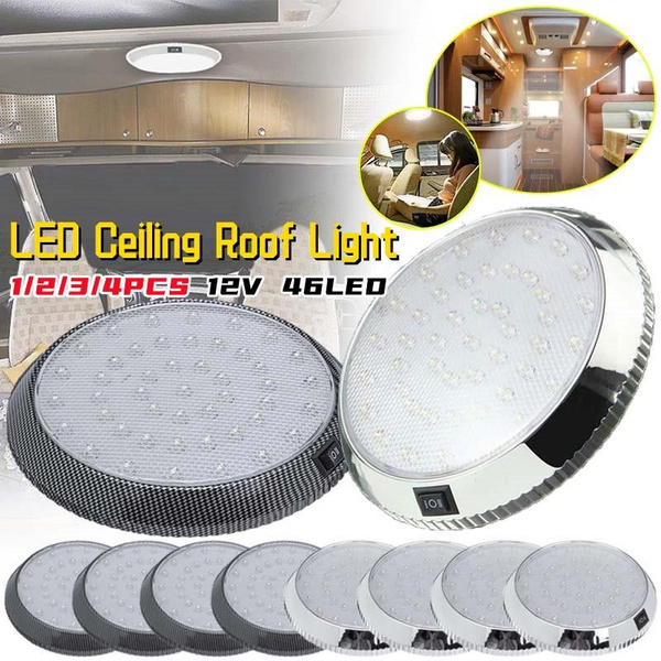 1/2/3/4PCS Car Round Ceiling Dome Roof Light Cabin Lights 12V 46LED ...