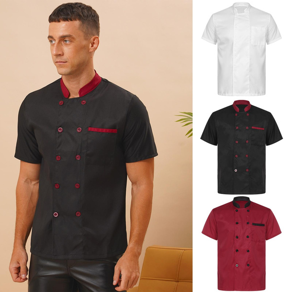 Unisex Chef Jacket Short Sleeve Chef Coat Restaurant Hotel Bakery Cafe ...