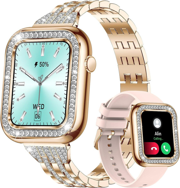 Smart Watches Women with Bluetooth Call Rhinestones, 1.57" Pedometer ...