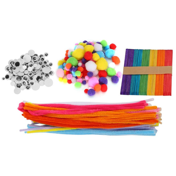 Pompoms Toys, Hand-Made Plush Stick DIY Colors Shilly Stick Children ...