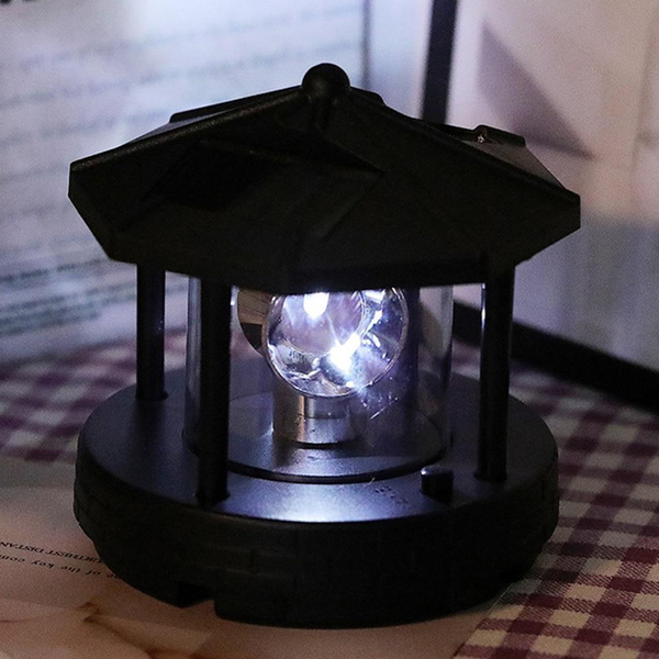 360-Degree Rotating Solar-Powered LED Lighthouse Lamp - Waterproof ...