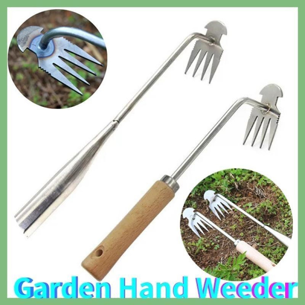 2023 NEW Garden Hand Weeder Rake Sharp Tines Grass Rooting Weeding Tool ...