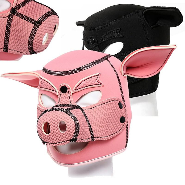 Piggy Mask Removable Mouth Neoprene Full Head Hood Cosplay Animal Masks ...