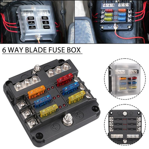 New 6 Way Blade Fuse BoxBlock Panel Board Fuse Box Holder Marine Bus ...