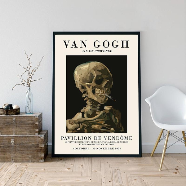 Vincent Van Gogh Skull of Skeleton with burning Cigarette Art Print ...