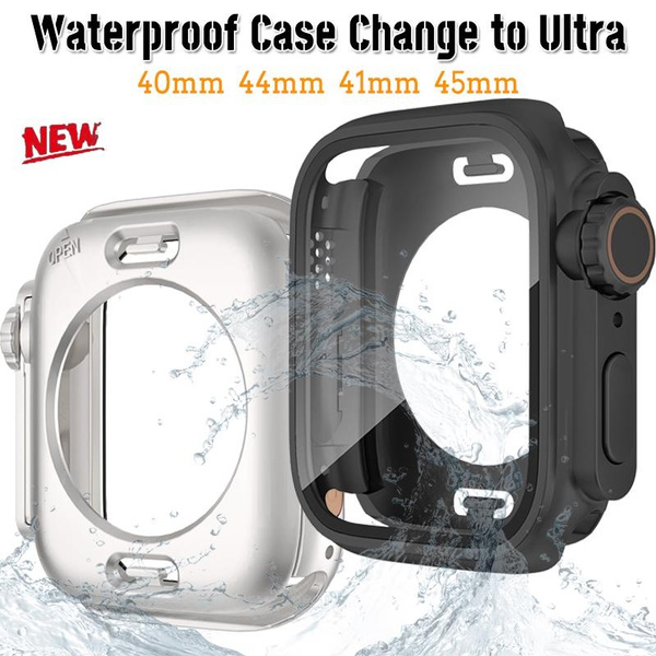 New Upgrade Glass+Case For Apple Watch 8 7 45mm 41mm Waterproof Screen ...