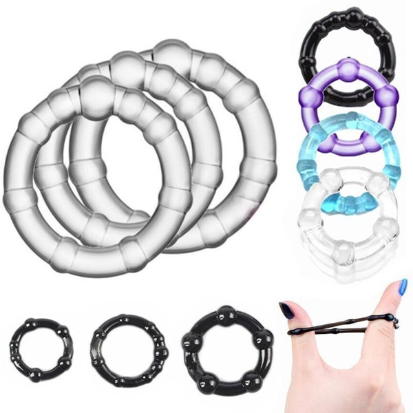 Silicone Cock Ring, Men's Lock Sperm Ring Extension Time Release Ring Soft Stretch Penis Rings ...