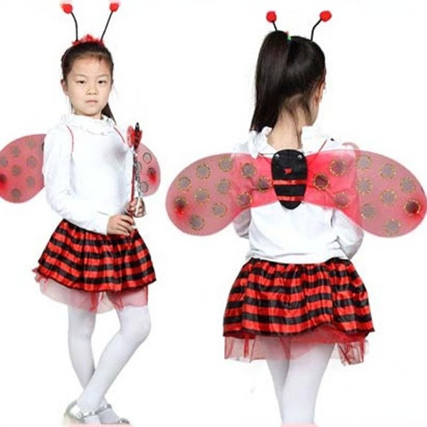 3/4Pcs/set Festival New Cute Girls Cosplay Ladybug Bee Costume Dress ...