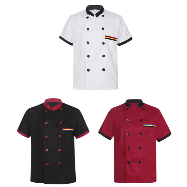 Chef T-shirt Short Sleeve Shirts Cook Coat Jacket Cooks Shirt Uniform ...