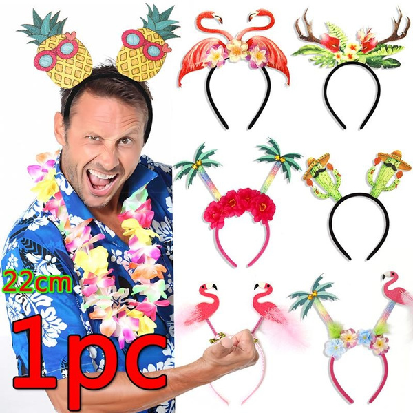 1pc Hawaiian Party Headband Hawaii Flamingo Pineapple Coconut Tree ...