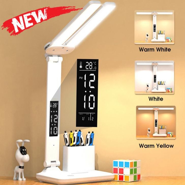 LED Desk Lamp USB Dimmable Touch Foldable Table Lamp with Calendar ...