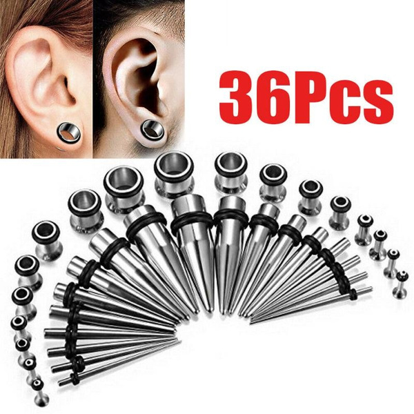 36PCS Ear Stretching Kit Plug Set Stretch Ear Taper Expander Stretcher ...