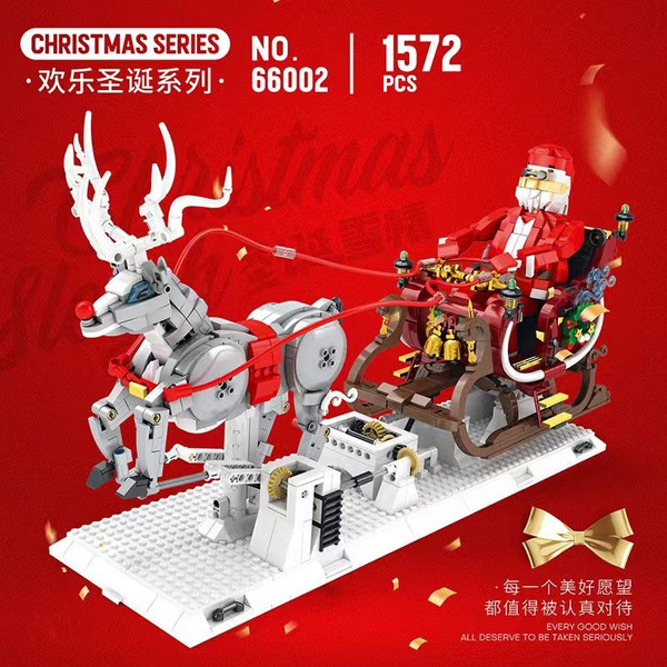 NEW 1572Pcs Christmas Sleigh Model Building Block Santa Claus ...