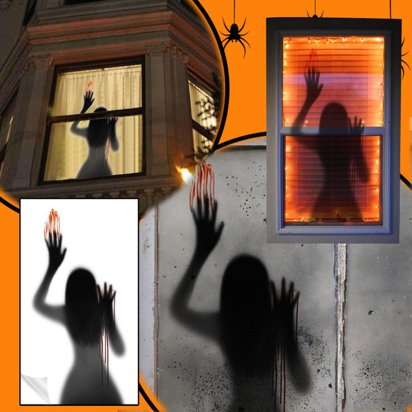Halloween Horror Peeper Sticker Self-adhesive Horror Blood Handprint ...
