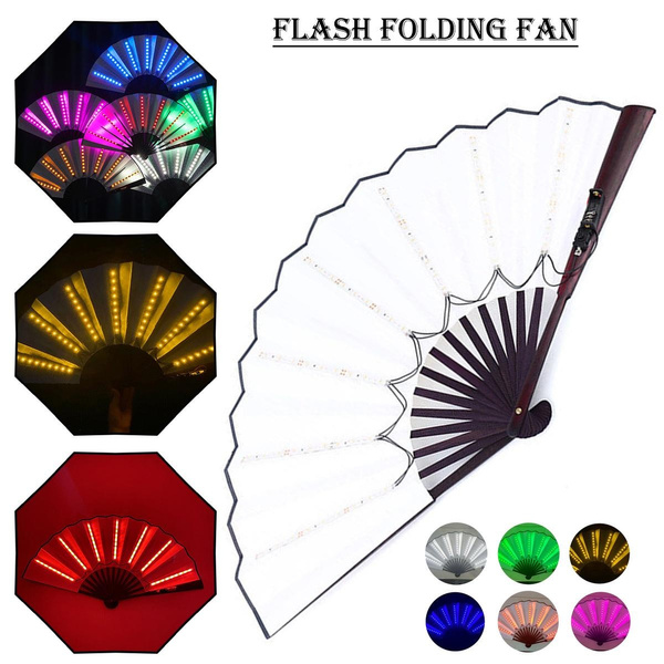 Glow Folding Led Fan Dancing Light Night Show Halloween Christmas Rave ...