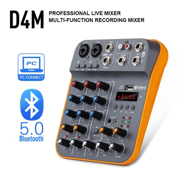 Debra D4M Protable Mixer Audio 4 Channel 48V Phantom Power USB DJ 5V ...