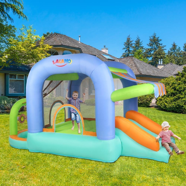 Inflatable Bounce House, Kids Castle Slide Jumping Bouncer Backyard ...