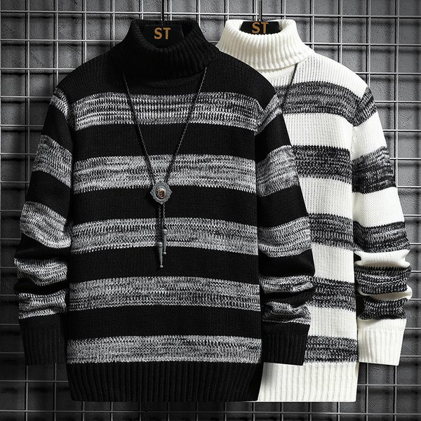 Striped Men's Sweater New Autumn Winter Hip Hop Sweater Men Streetwear ...