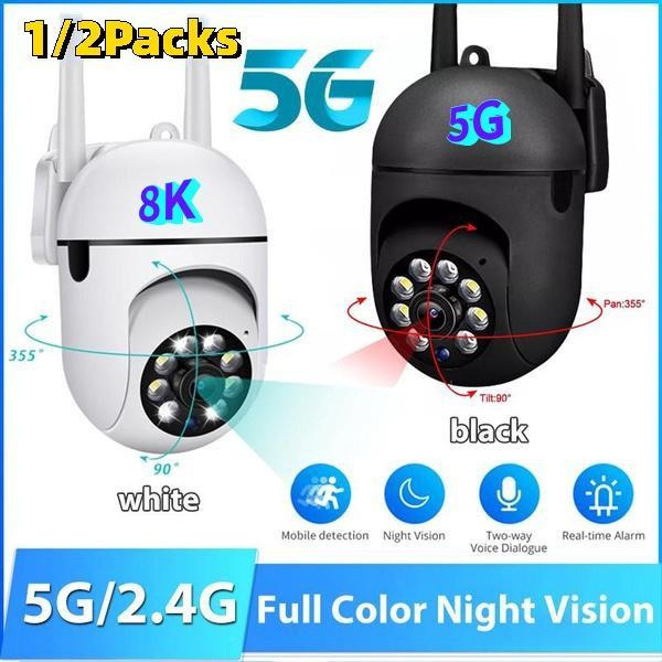 (1/2Pcs)Black/White】5G WIFI IP Camera 2MP HD 355° Outdoor Camera 2.4G ...