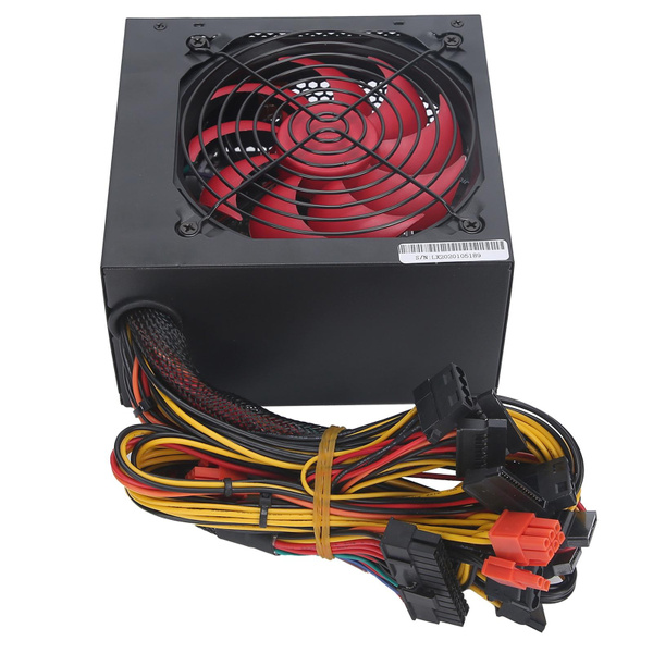 PC Power Supply 600W Desktop Computer Parts Red Fan ATX 24‑PIN 14cm ...