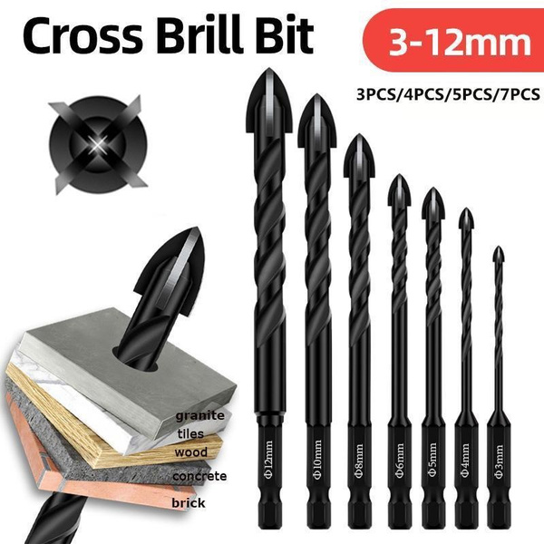 3pcs/4pcs/5pcs/7pcs Cross Hex Concrete Drill Bits for Tile Glass ...