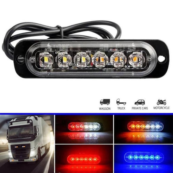 Emergency Strobe Lights 6 LED Warning Light 12V-24V Flashing Light for ...