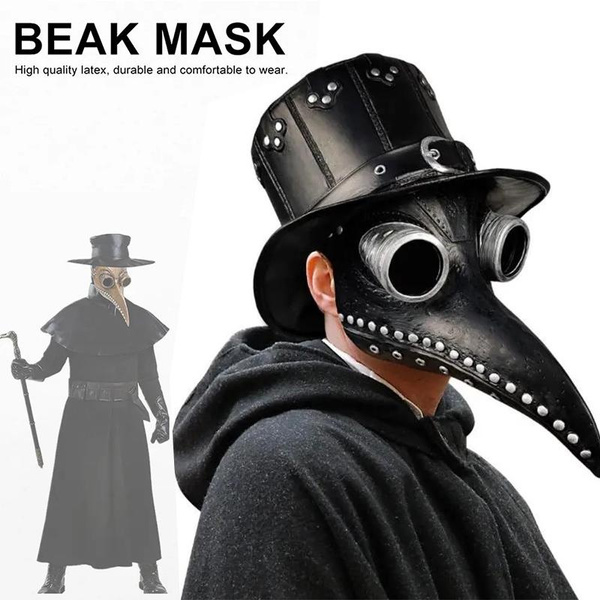 Plague Doctor Mask Leather In Black Beak Mask Plague Doctor Halloween ...
