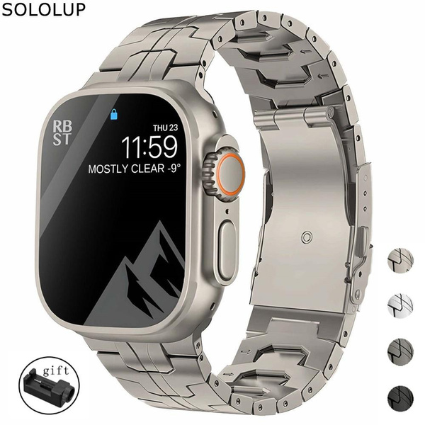SOLOLUP Titanium Metal Band (With Tool Meter Adjuster) for Smart Watch ...