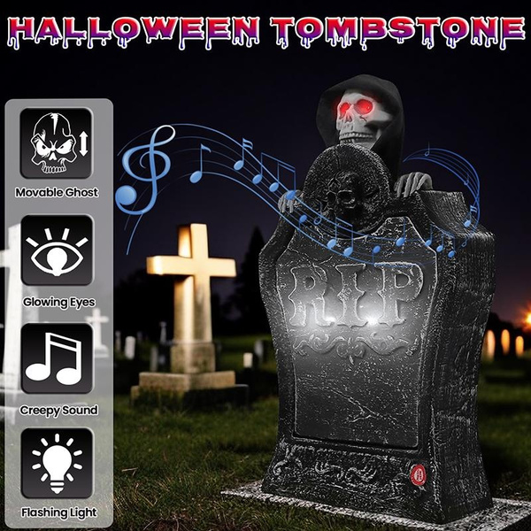 Halloween Decoration Tombstone, Scary Electric Tombstone with Movable ...