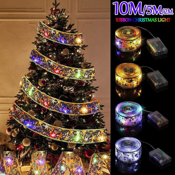 20/50/100 LED Ribbon Christmas Lights Battery Powered String Lights for ...