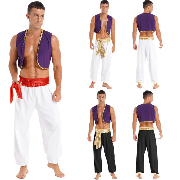 Men's Halloween Arabian Prince Costume Adult Persian Role Play Golden ...