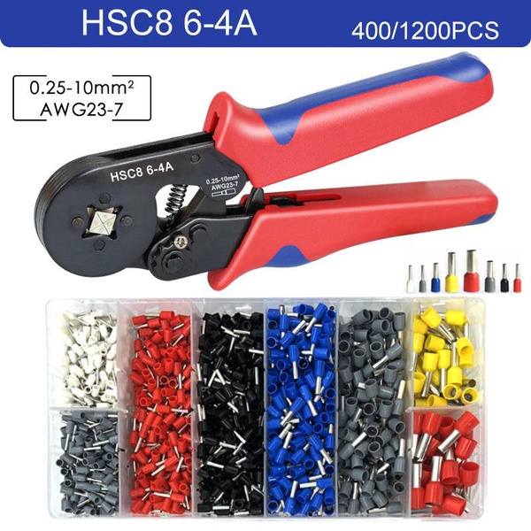 Crimp Tool Kit, 400/1200 Wire End Crimp Connectors with Or Without HSC8 ...