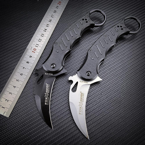 NEW Fox 479 Folding Karambit Flipper Knife 3.2" Black N690Co Plain ...
