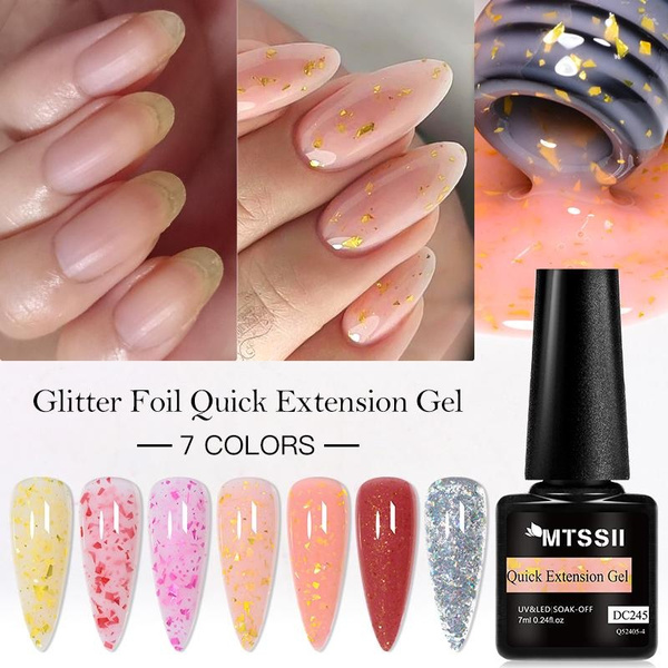 MTSSII 7ML Quick Extension Nail Gel Nude Pink Gold Sequin Nai Polish ...