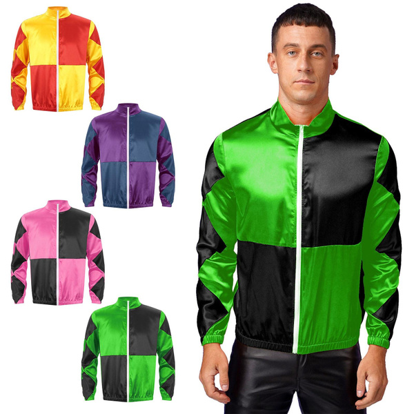 Mens Jockey Horse Satin Jackets Checkerboard Outerwear Horse Trainer Mens Jockey Horse Satin Jackets Checkerboard Outerwear Horse Trainer