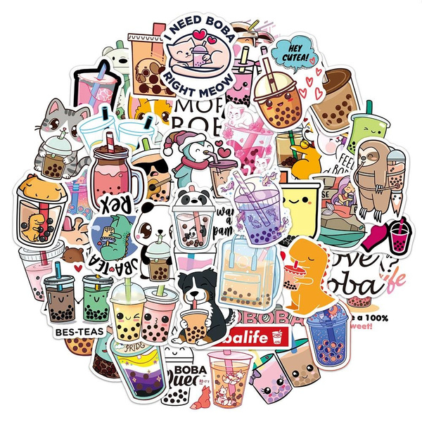 10/50PCS Kawaii Boba Tea Stickers Bubble Milk Tea Doodle Graffiti ...
