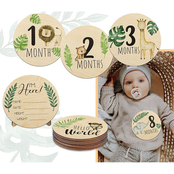 7PCS Baby Monthly Milestone Cards Sign, Wooden Newborn Welcome Sign ...