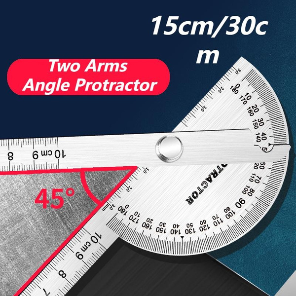 Stainless Steel Protractor 180 Degrees Two Arm Ruler Adjustable Angle ...