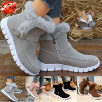 New Women's Warm Ankle Boots Soft Comfortable Fluffy Fur Zipper Short ...