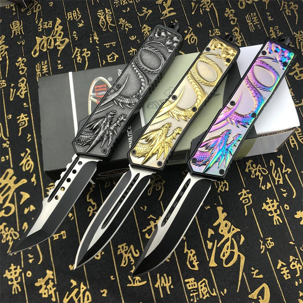 NEW Tactical Dagger OTF-Safety Fixed Knife 440C Blade Finger Actuator ...