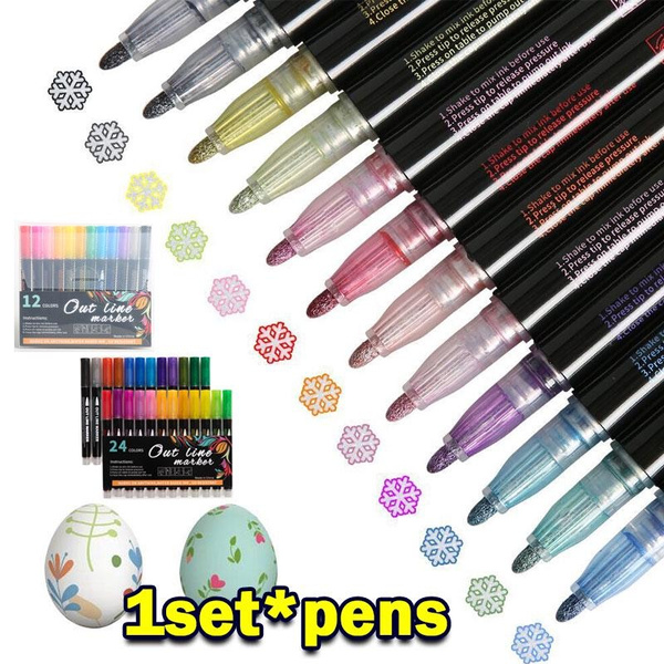 Double Line Pen Color Ledger Pen Outline Pen Hand-painted Fluorescent ...