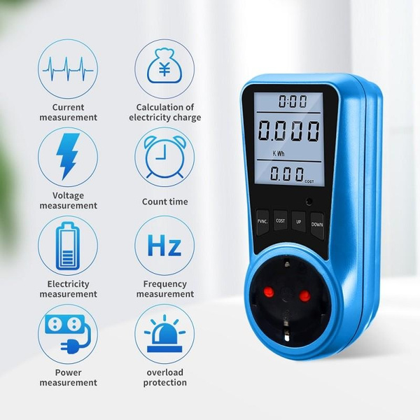 Electricity Usage Monitor Power Meter Wall Plug Home Energy Watt Volt ...