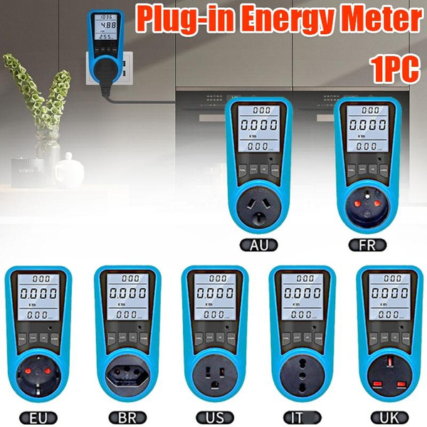 1PC EU/US/UK/AU/FR/BR/IT Plug-in Energy Meter Digital Current Meter ...