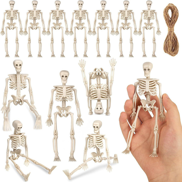10Pcs Mini Skeleton Figurines, Small Skeletons for Halloween Decor ...