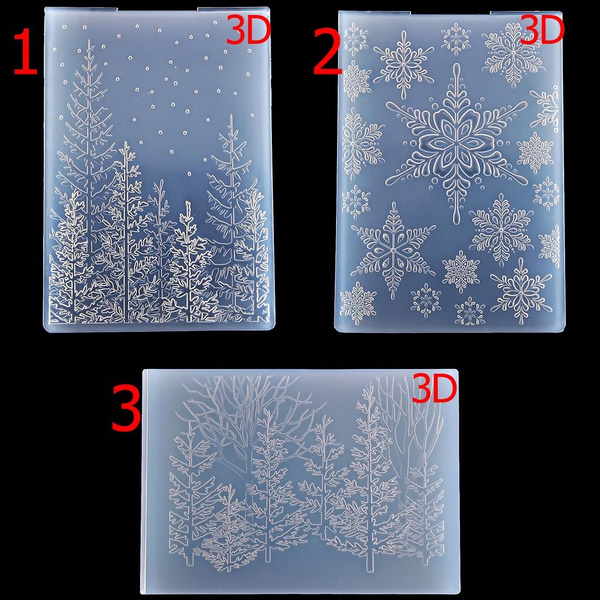 3D Merry Christmas Tree Snowfall Snowflake Plastic Embossing Folder For ...
